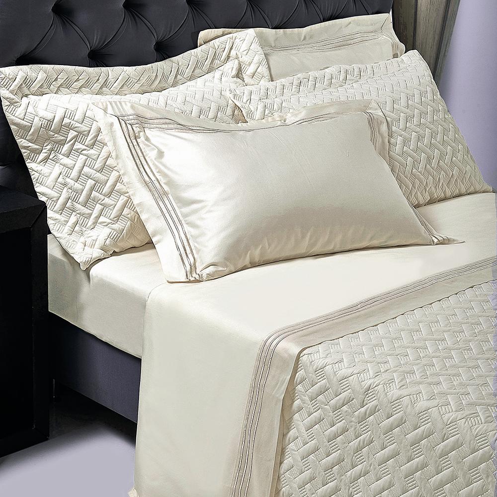 Set Bedspread+Set bedsheets double 7 Pcs. FLAX CREAM