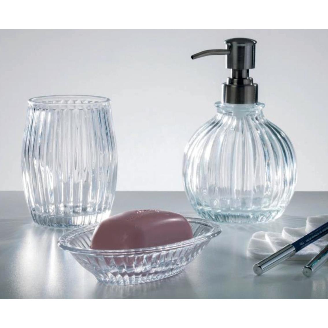 Σετ dispenser και ποτήρι και σαπουνοθήκη γυάλινο glass